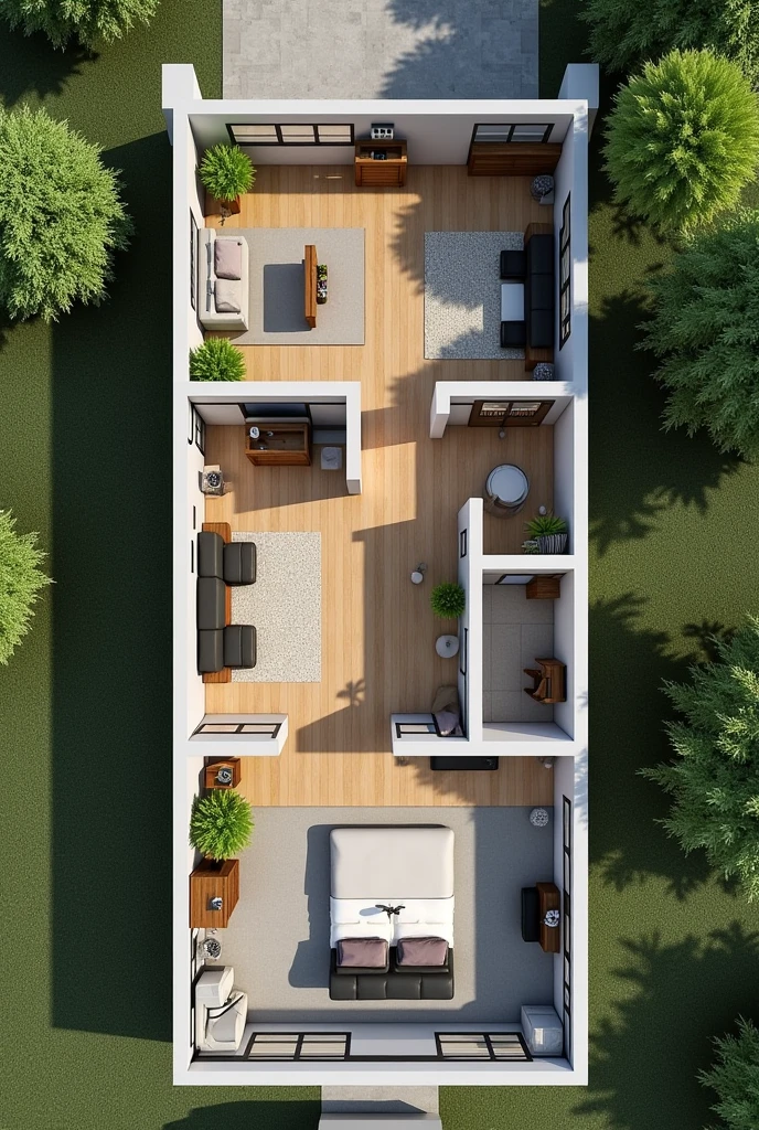 Plan of a second-floor house of 60 square meters. - SeaArt AI