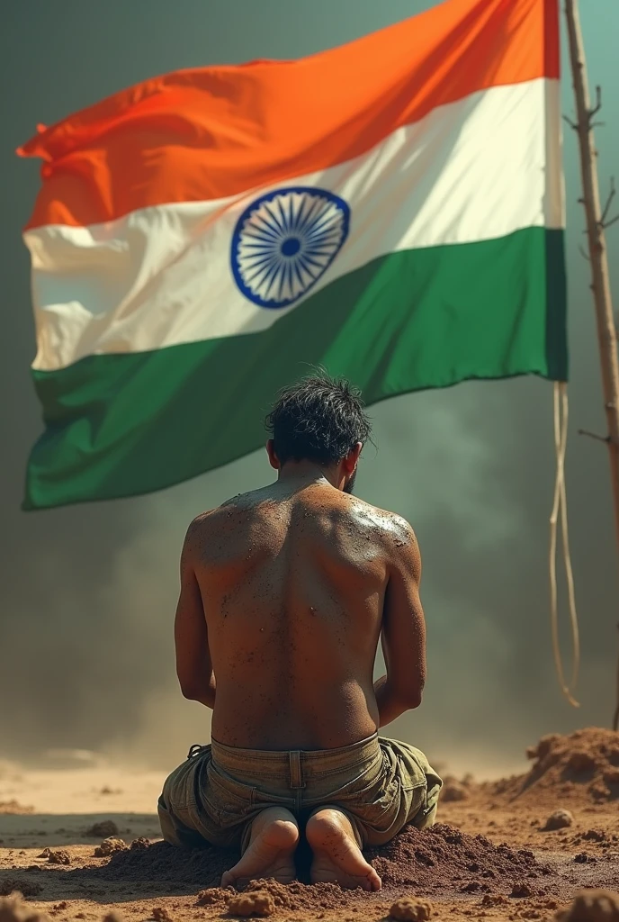 Indian pajeet covered in poop and worshipping a flag of Bharatiya ...