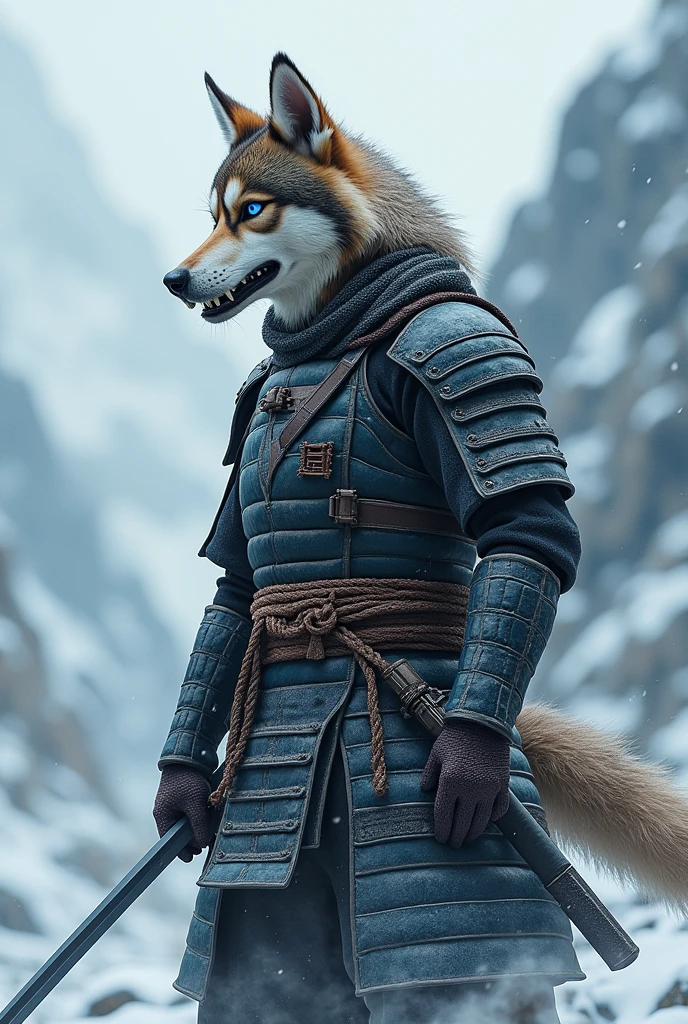 Siberian Husky Humanoid Samurai - SeaArt AI