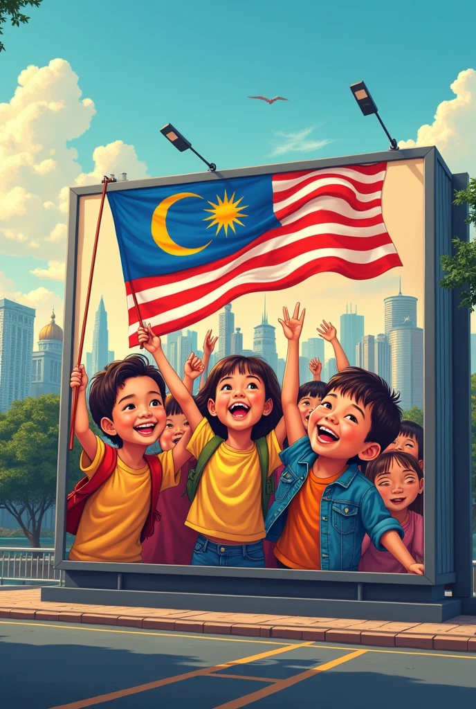 I want to create a billboard at city about Malaysian unity children ...
