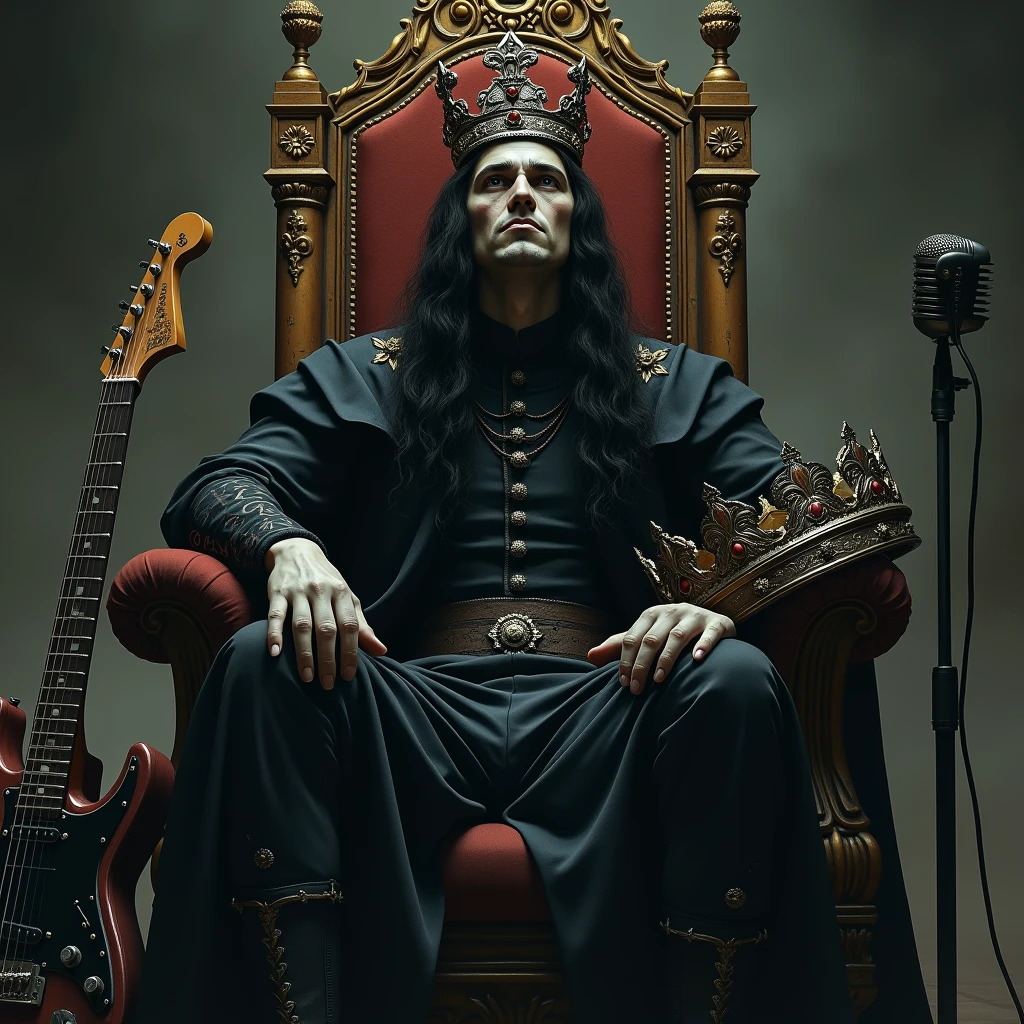 A rock music cover art featuring a king with a tear running down his ...