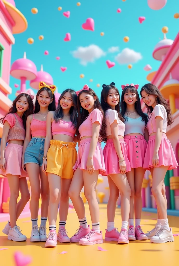 Create a kpop group with six members cute style - SeaArt AI