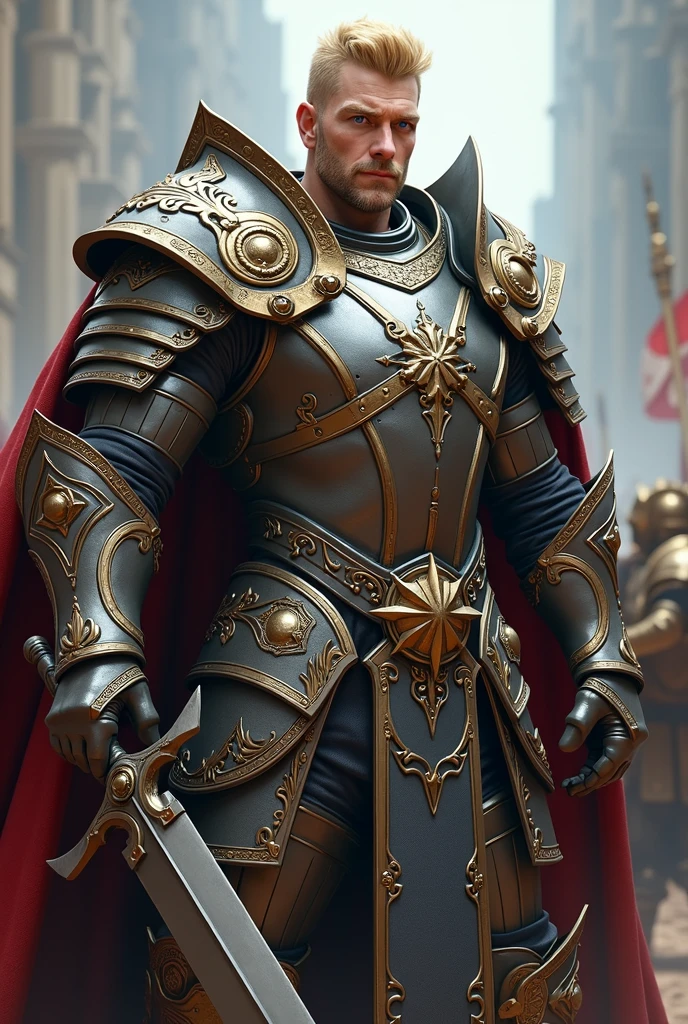 Solo, 1male, Adult, Hero, Fantasy paladin, Holding a great sword in ...