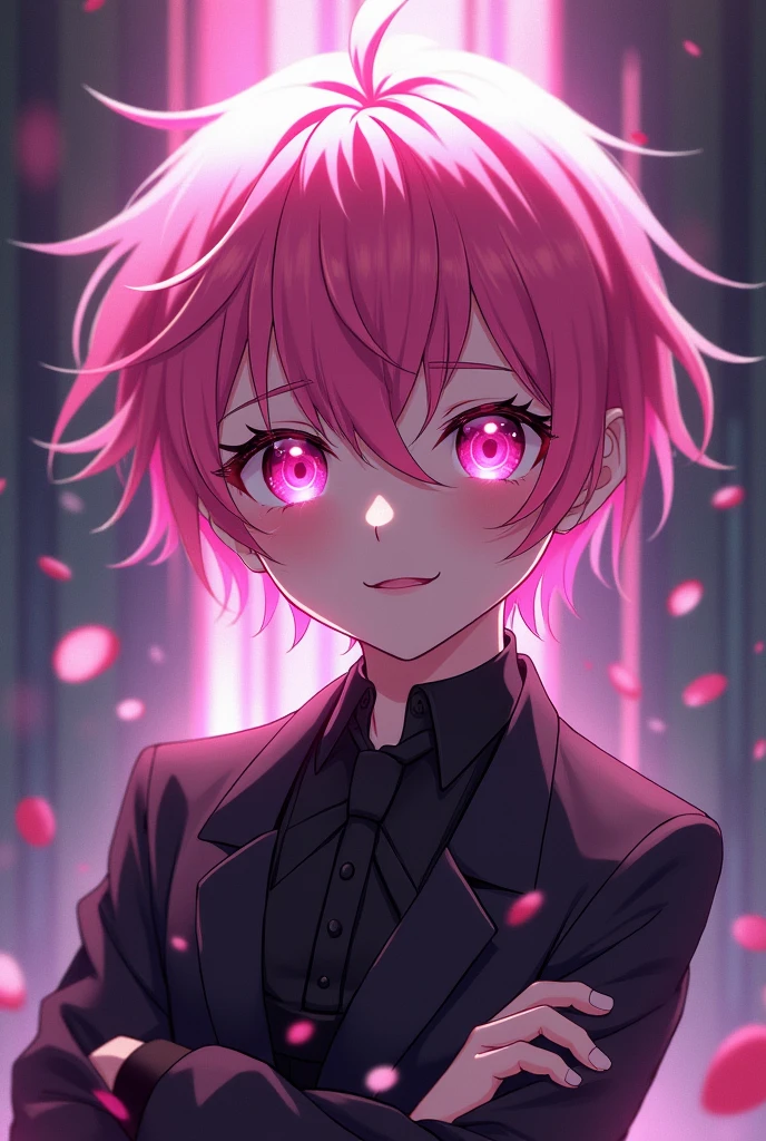 Anime boy with pink hair and pink eyes with jujutsu kaisen style ...