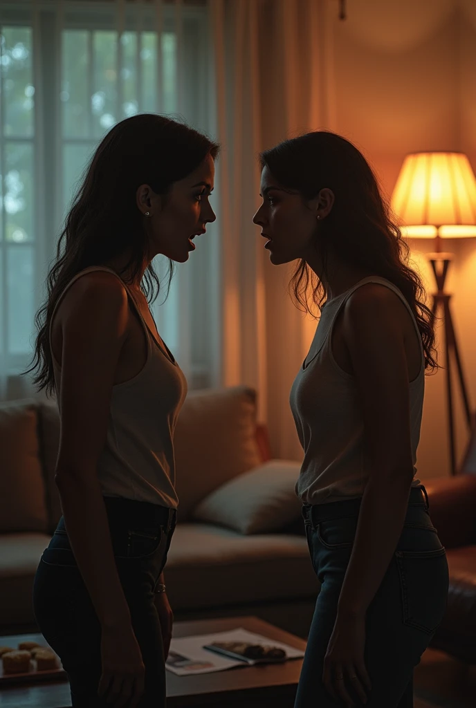 The two women were arguing in the living room. - SeaArt AI