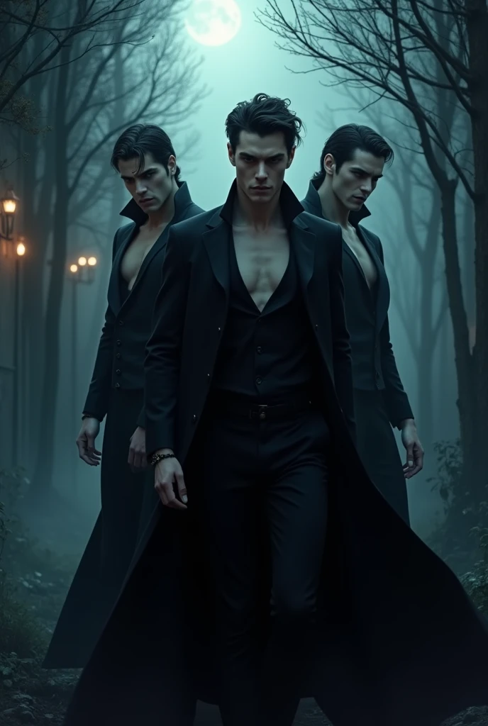 Mysterious and beautiful evening with male vampires - SeaArt AI