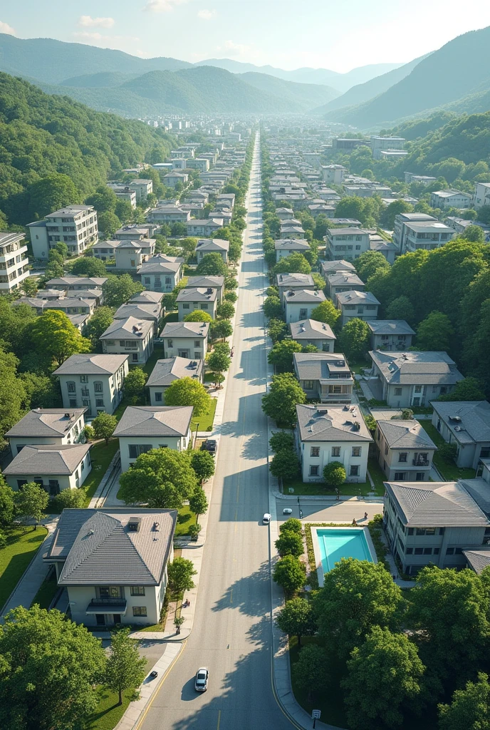 Residential and commercial area on medium slope, Apartment buildings ...