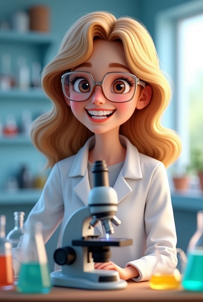 Cartoon Pixar Disney 3d animation of a young woman wearing glasses with ...