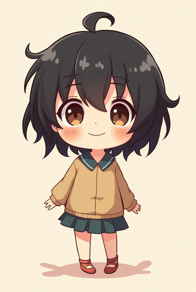 A chibi with black hair and brown eyes whos a girl - SeaArt AI