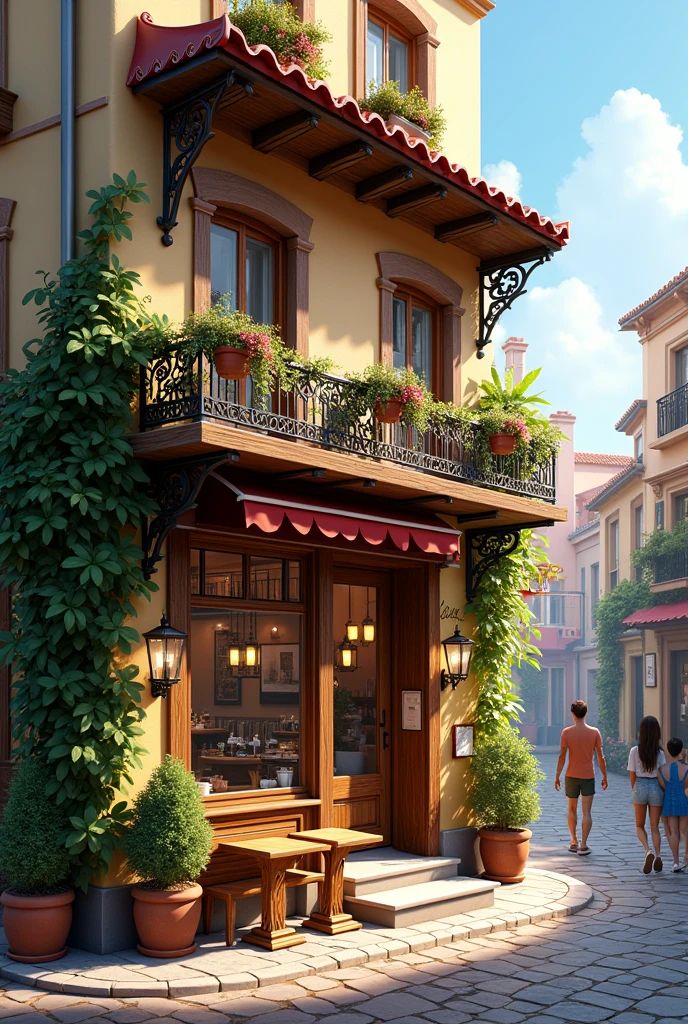 A cafe building from outside - SeaArt AI