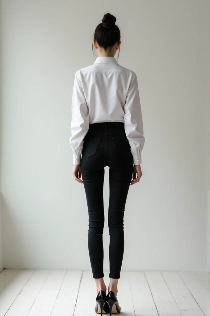 Full Rear view photography of a very very tall (182cm)and very very ...