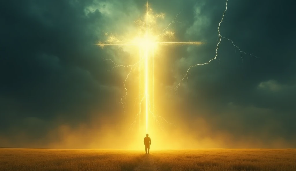 Digital image. surrealism. album cover. A solitary figure standing on a ...