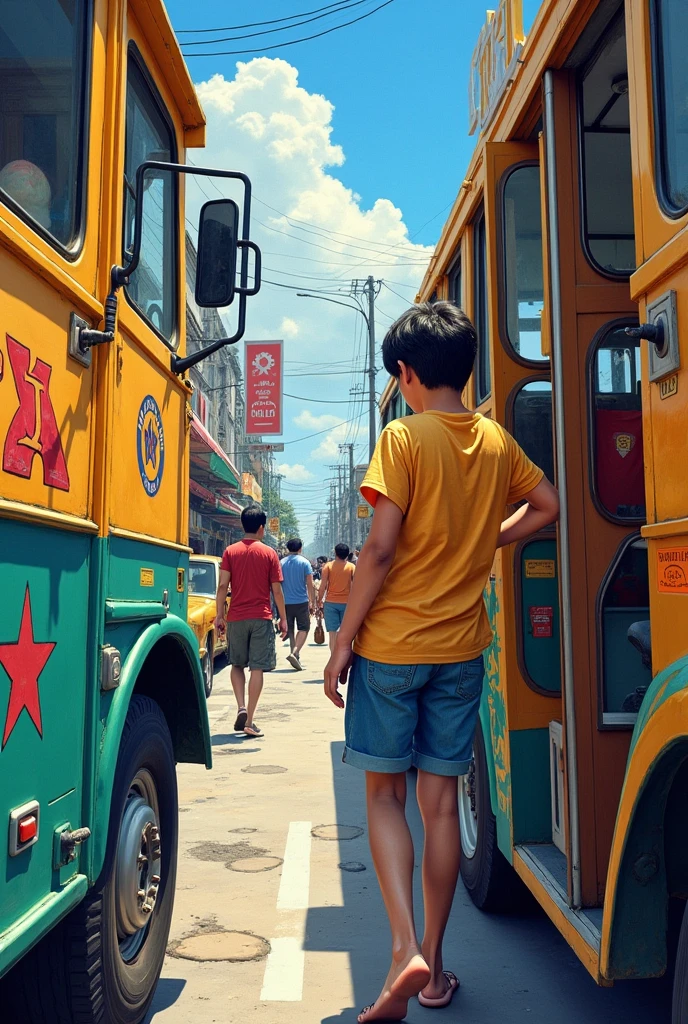 A student about to ride a philippine jeepney pov drawing - SeaArt AI
