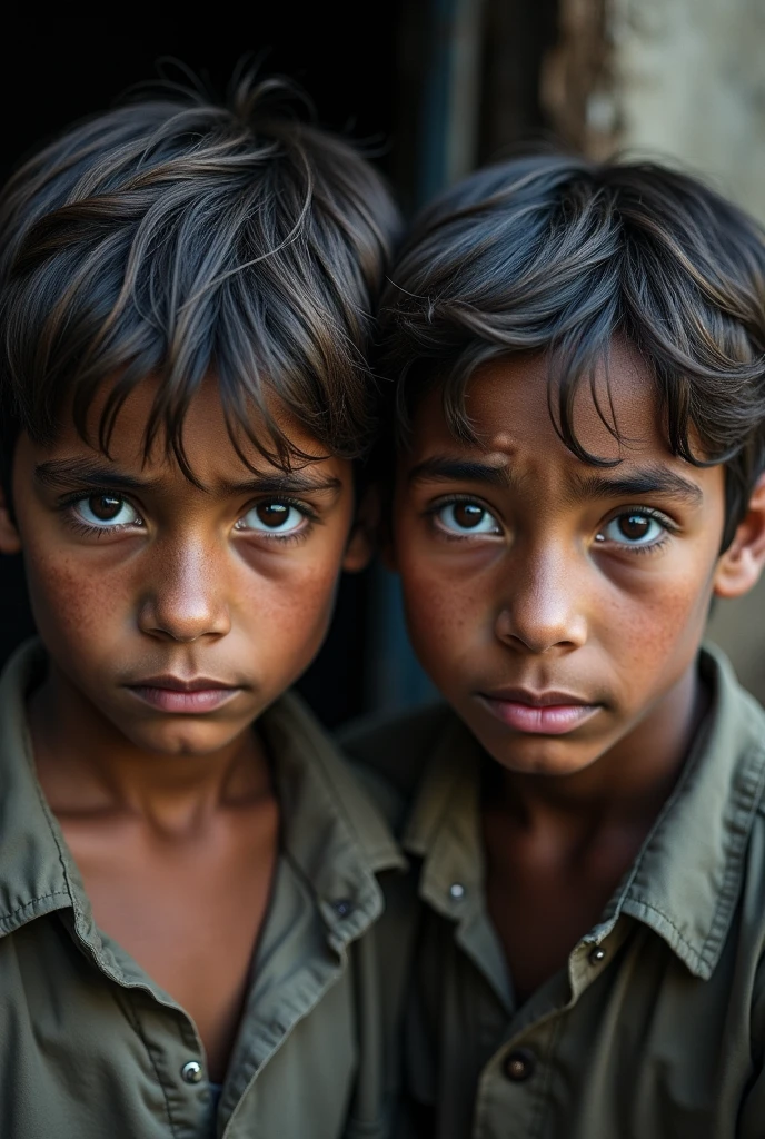 Creates a very poor and very sad 2 boy (that only his face is seen ...