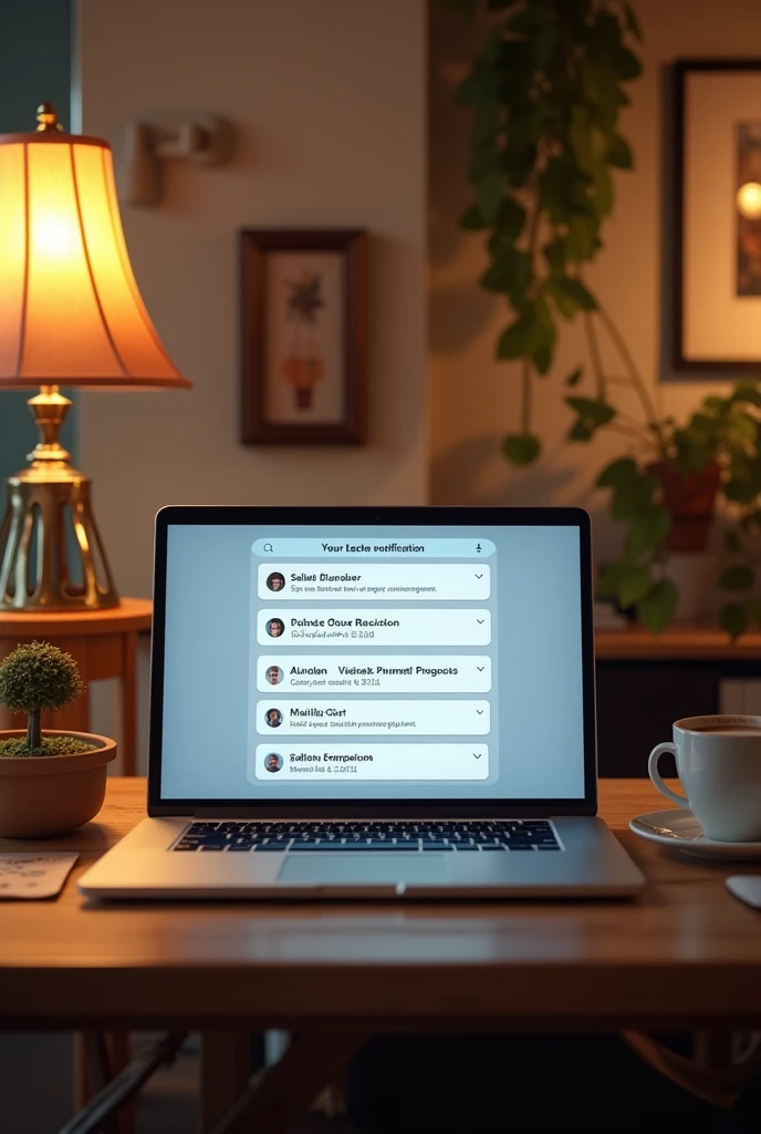 Generate an image of a laptop screen displaying multiple notifications ...