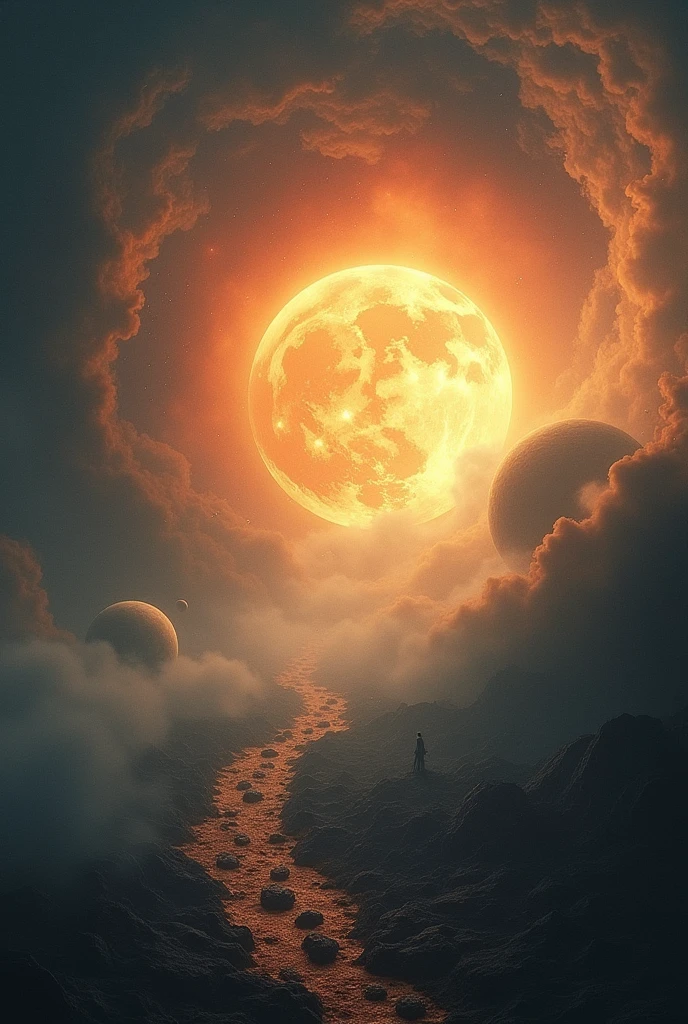 The solar system floats in a cosmic nebula. Planets are collapsing into ...