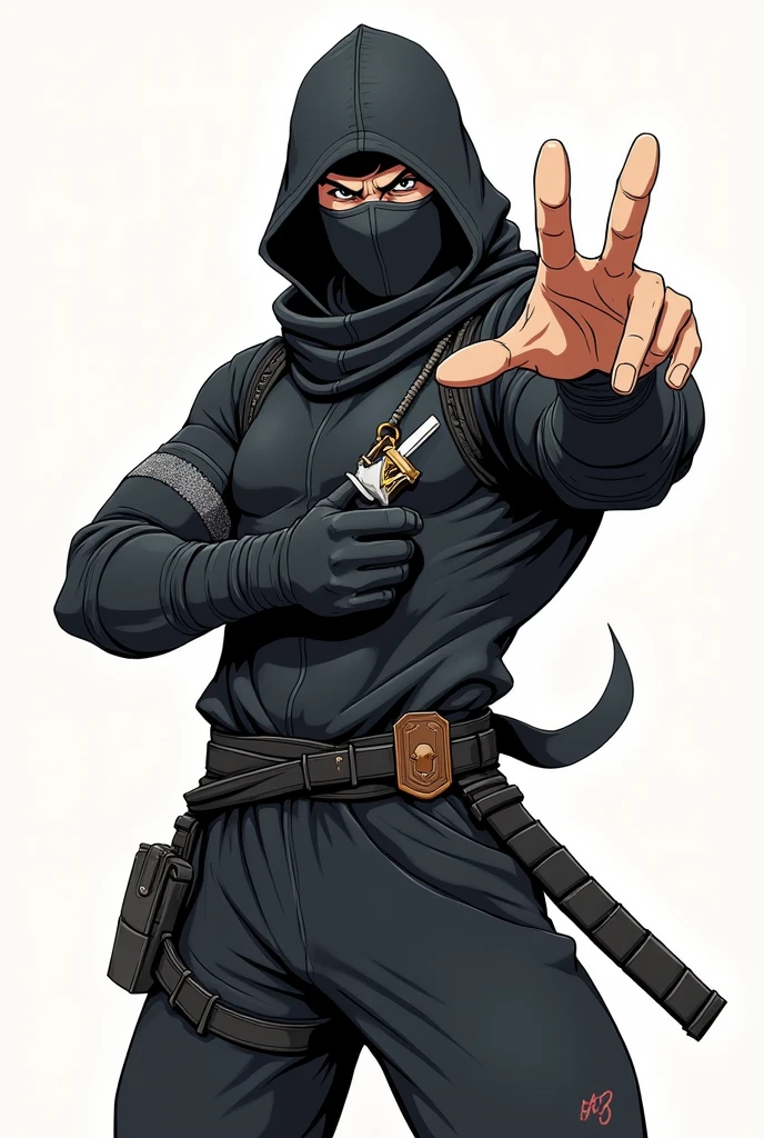 A muscular ninja wearing full ninja costume and giving cheese pose ...