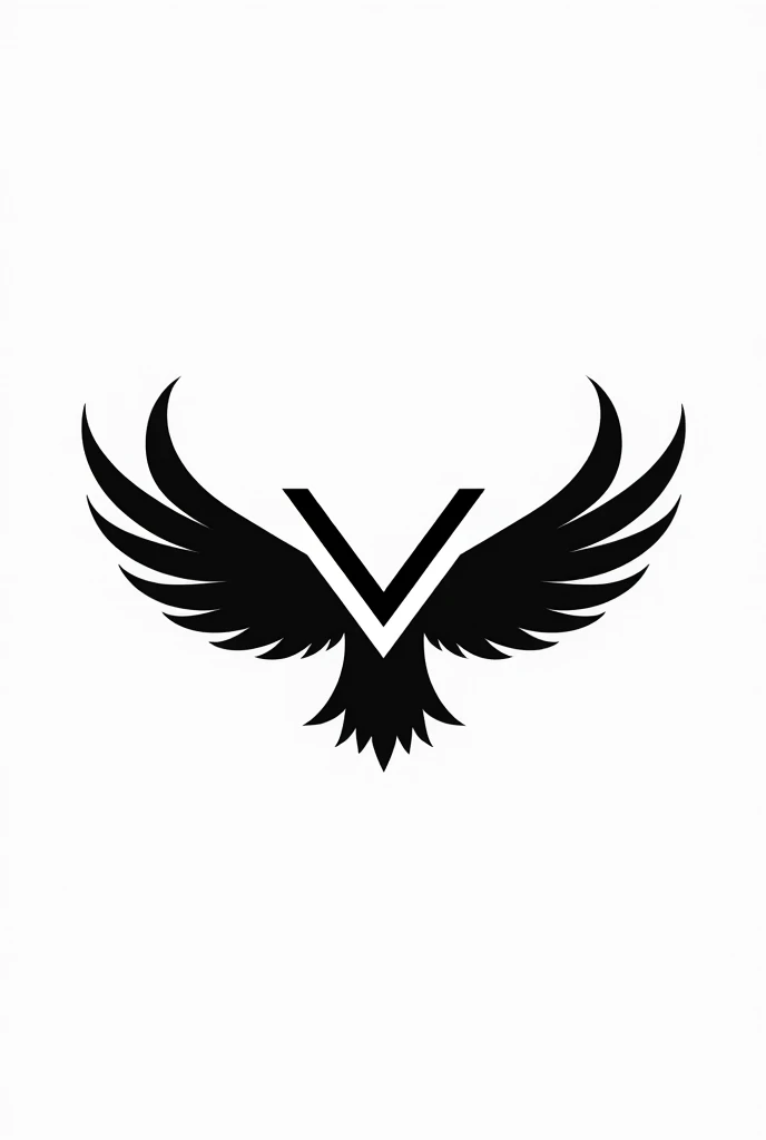 Logotype, crow drawing, Simpler, with open wings, upper part of the ...