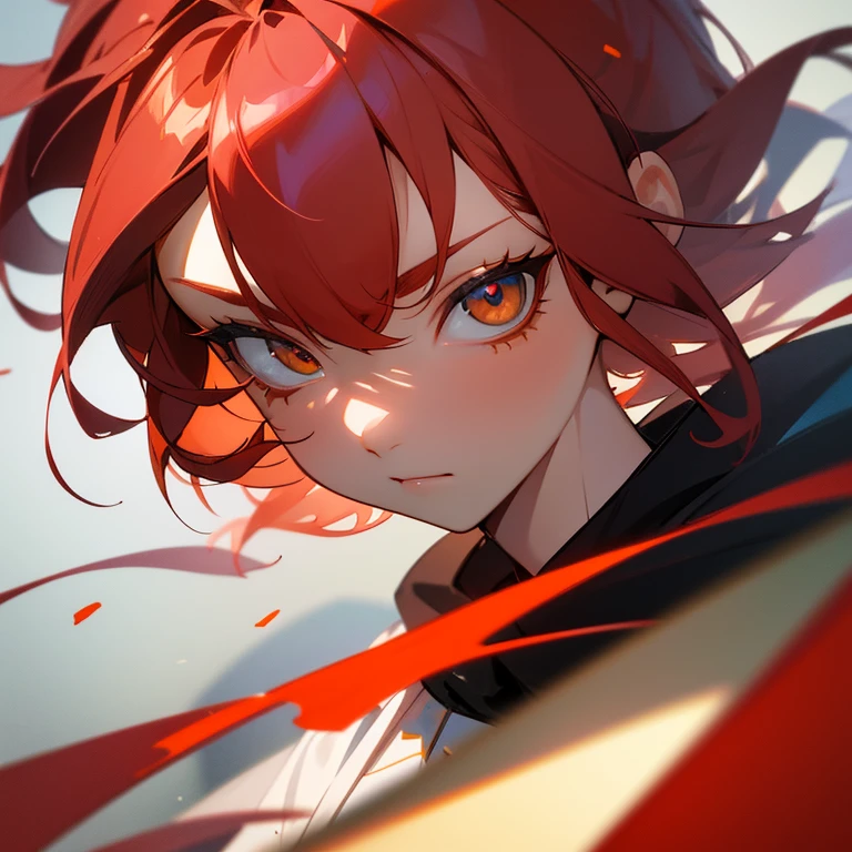 1 cara 独奏, 独奏, gazing at viewer, Eyes red, hair ornament, bangs between ...