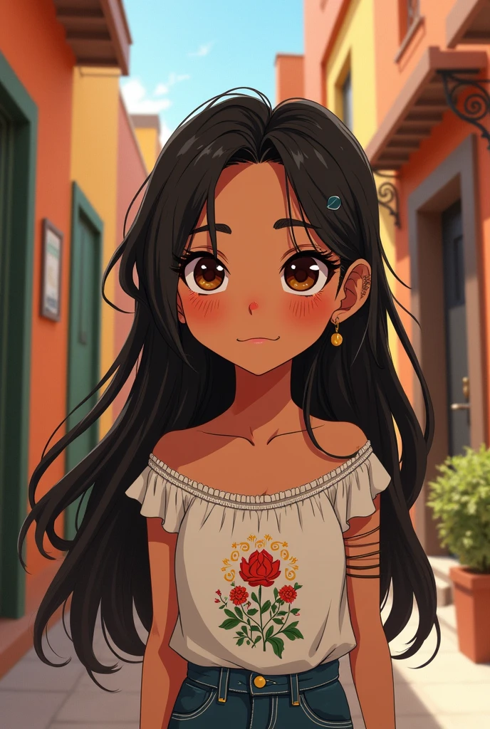 Anime girl, mexican, missing 1 arm, - SeaArt AI