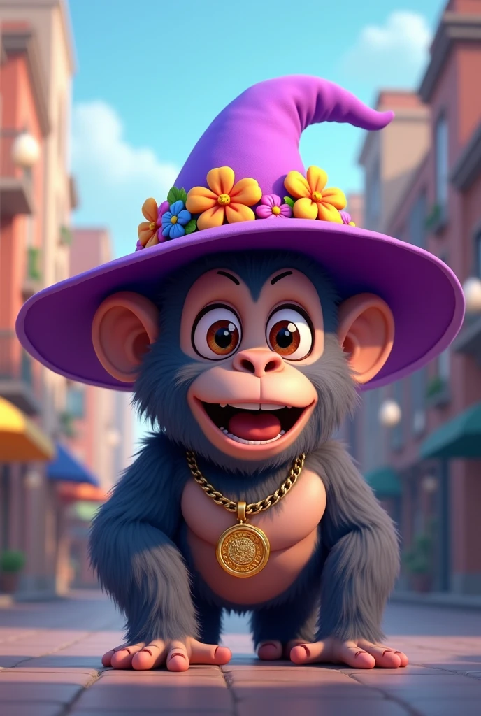 Cartoony gorilla tag purple monkey witch flower crown and the gorilla ...