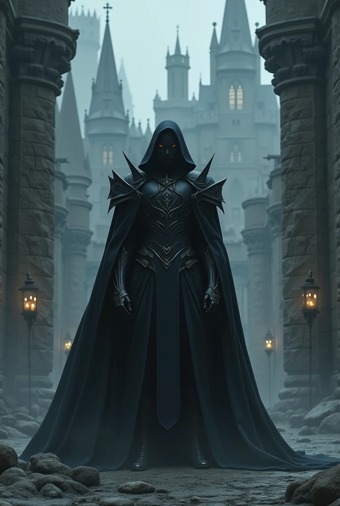 Make a villain with black clothes in a castle - SeaArt AI