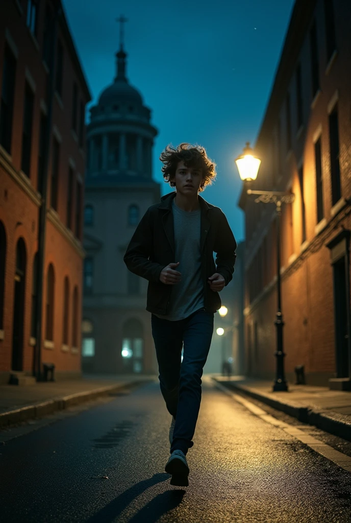 Teenager running backwards on a street at night - SeaArt AI