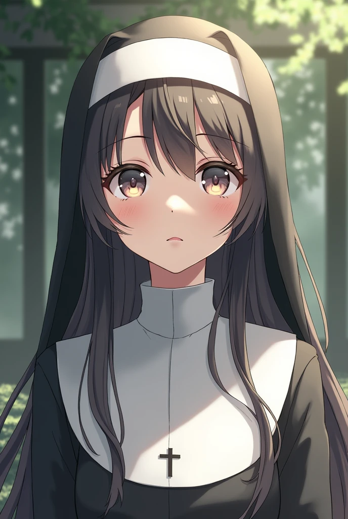 Young anime nun with her head uncovered - SeaArt AI