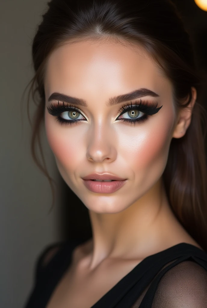 Glamorous gala makeup in neutral tones with cool shades such as cool ...
