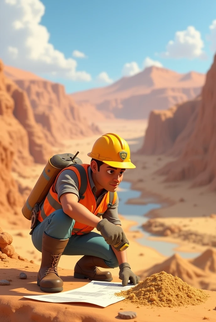 Animated civil engineer creating a sand dam - SeaArt AI