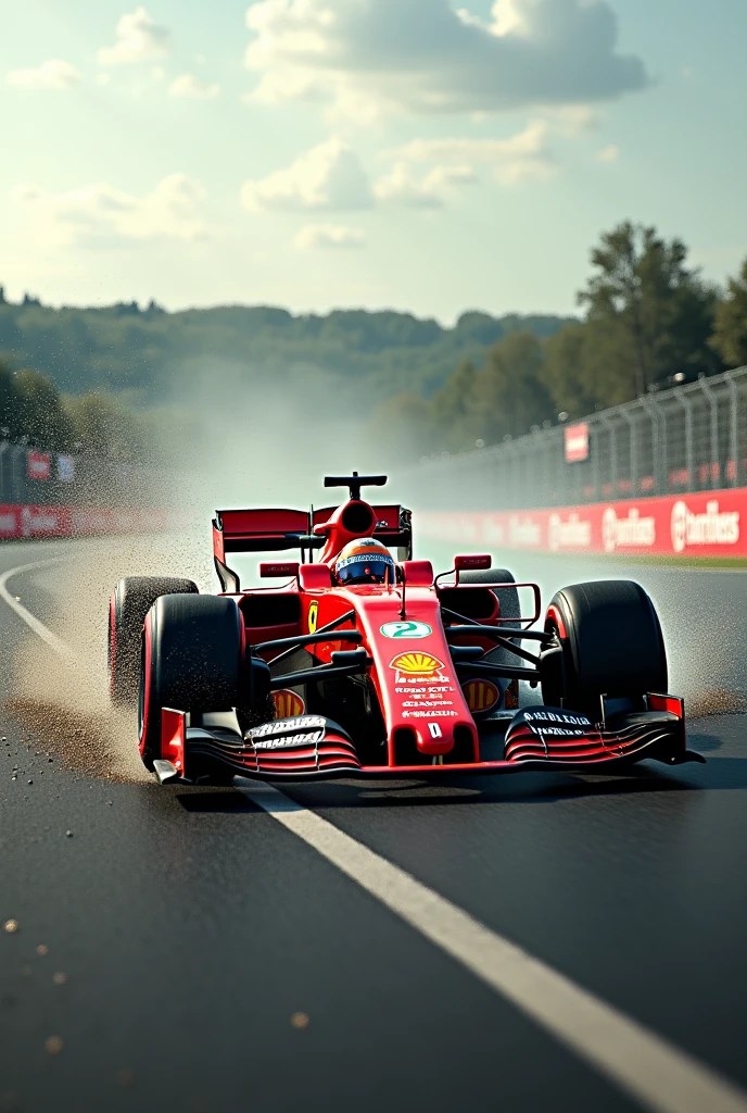 Ferrari f1 car crash in silverstone - SeaArt AI