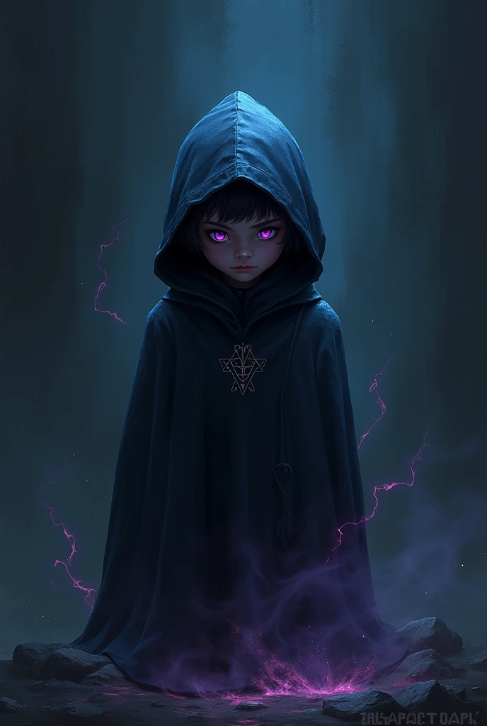 A dark child with a male rpg pact digital drawing style on a dark ...