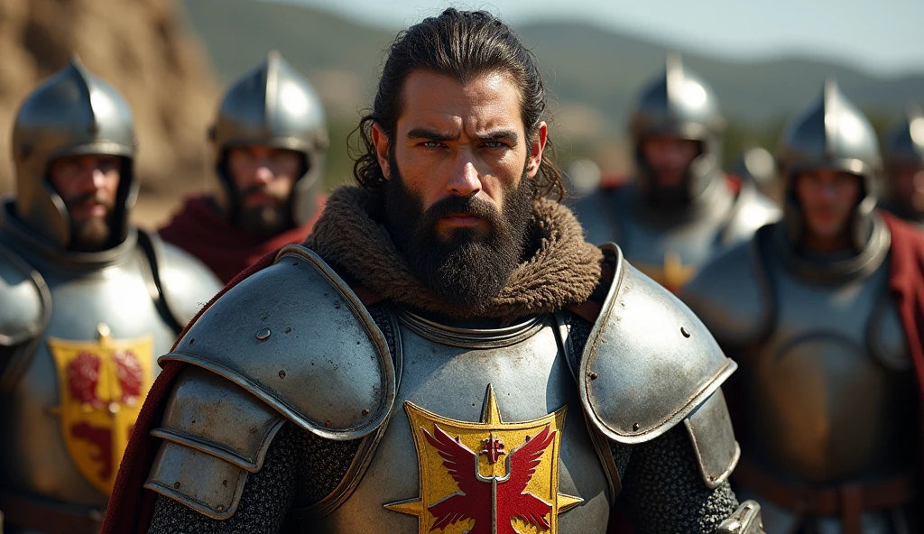 The knights are strong and imposing, wearing polished armor that glints ...