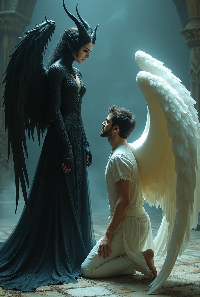 An angel and a demon woman, the demonic woman, cold-eyed, terrifying ...