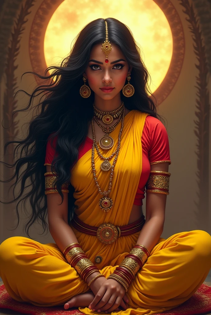 kali mata with open hair big circular kumkum bindi at forehead Wearing ...