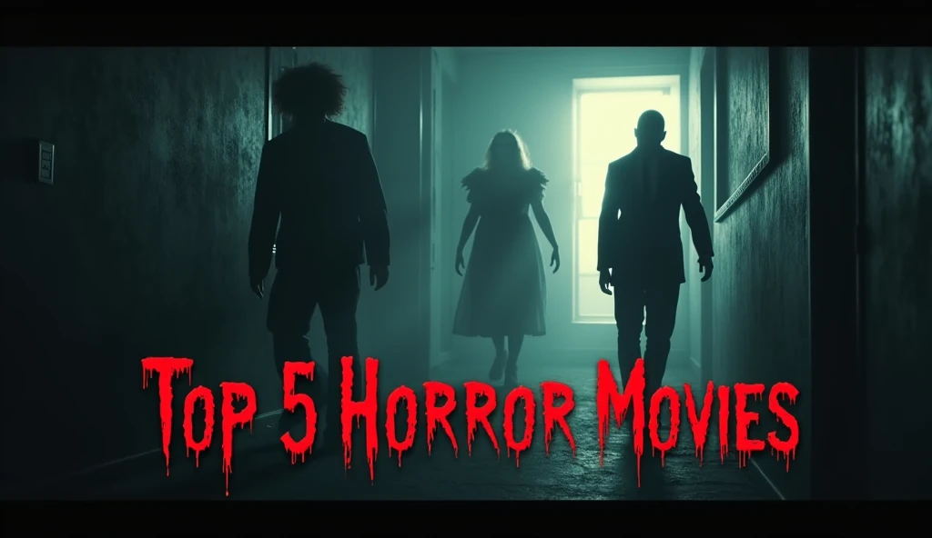 Create a YouTube video thumbnail on Top 5 Horror Movies, picture should ...