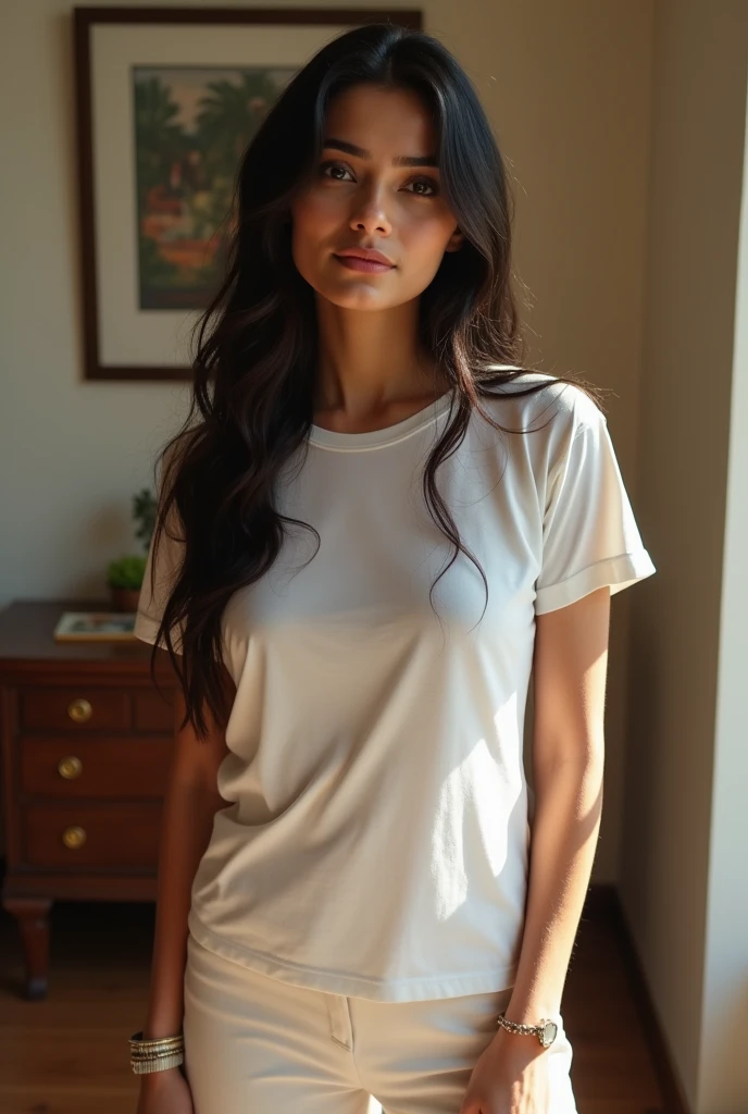 A full-body head to toe image of a beautiful Indian lady with a fair ...
