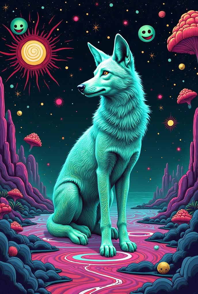 Coyote Cosmic inside trip in mind-blowing LCD cok fluorescent green ...