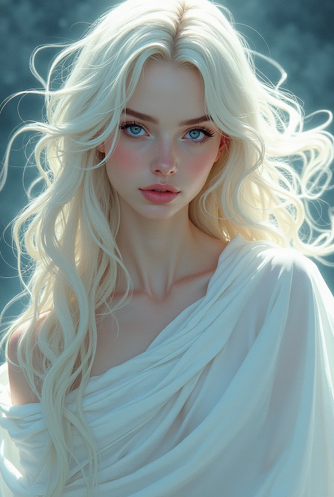 In the Human Comics style create a character, Zafira a pale woman with ...