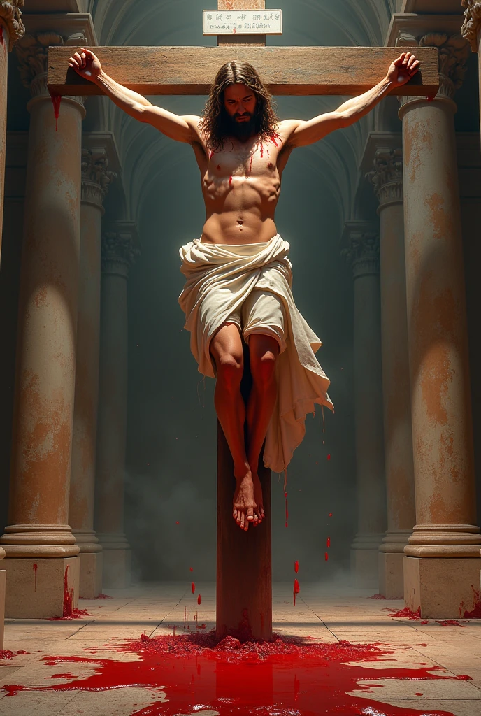 WITH A ROMAN-STYLE BACKGROUND IMAGE WITH DROPS OF BLOOD AS A ...