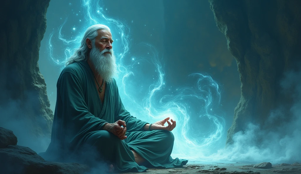 Picture Picture the sage in deep meditation, surrounded by an ethereal ...