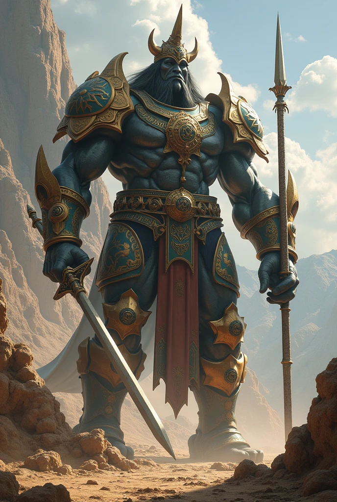 Create a grand scene where giant Nephilim, of colossal stature and ...