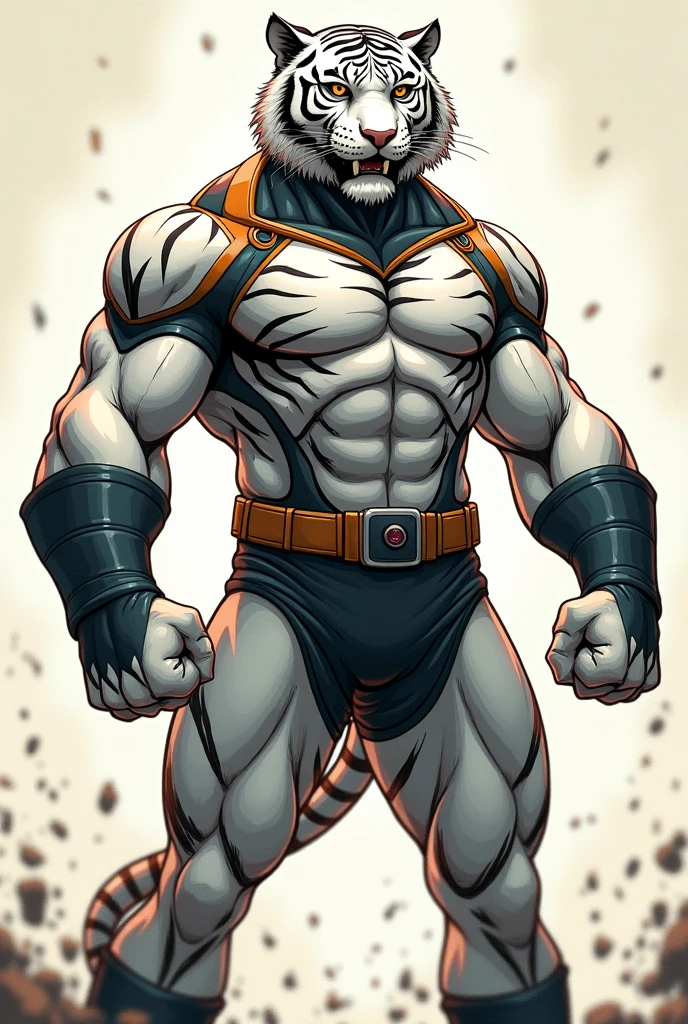 Furry white tiger anthro muscular male solo superhero spandex suit ...