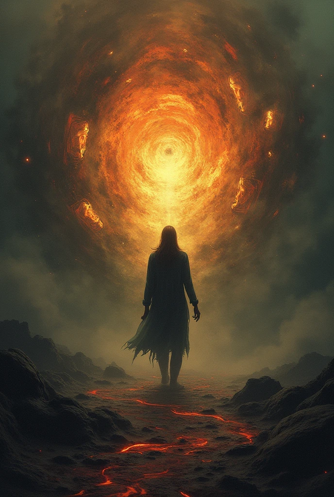 "Create a dark, surreal image that represents the concept of evil ...