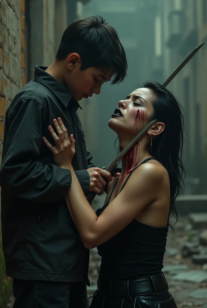 Realism, super quality, action photography style, a defeated woman ...