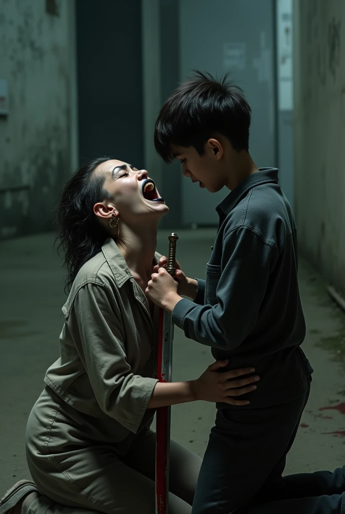 Realism, super quality, action photography style, a defeated woman ...