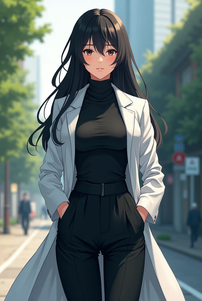 Woman of today's world, RPG, long black clothes, Bblack hair - SeaArt AI