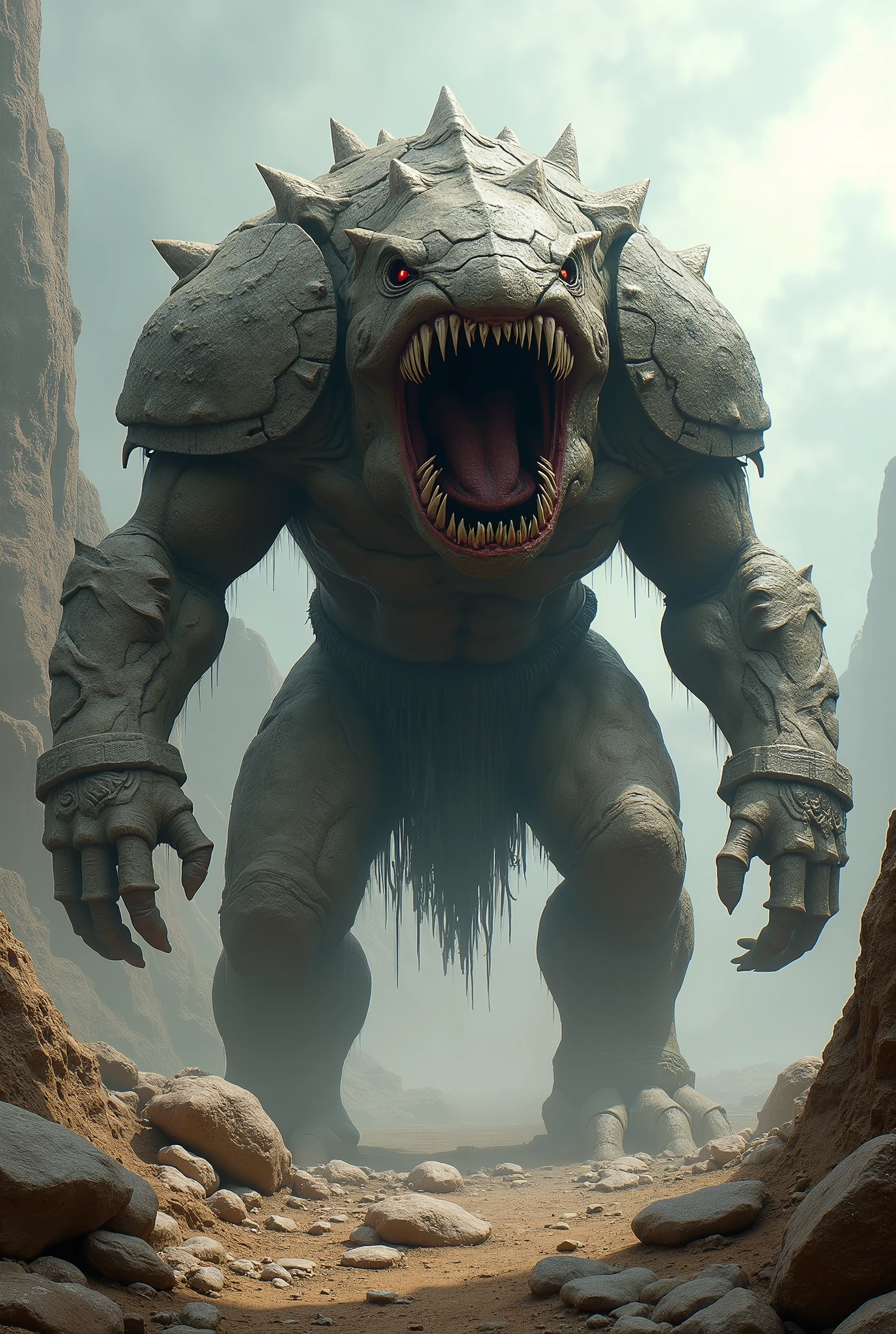 There is a giant monster with a huge mouth and sharp teeth - SeaArt AI