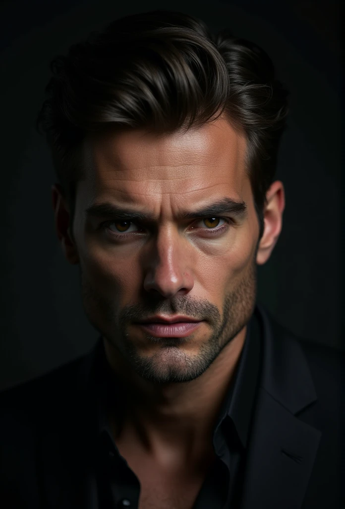 High quality, face portrait, european man, wearing black dress - SeaArt AI