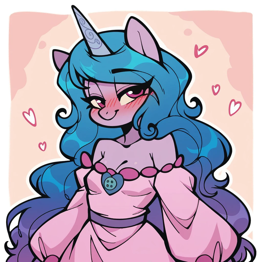 Izzy moonbow, mlp, G5, small breasts, anthro, huppie clothes - SeaArt AI